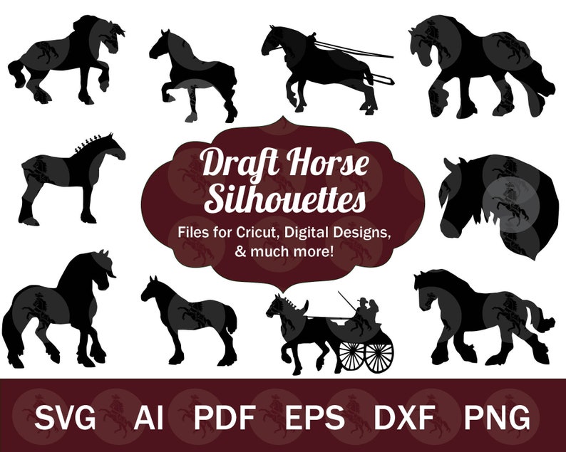 Draft Horse SVG for Cricut, Draught Horse SVG Vector Files, 10 Horse ...