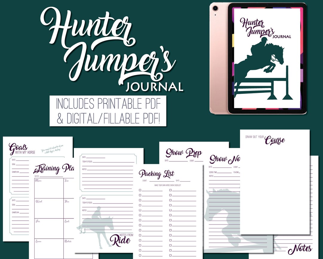 Hunter Jumper's Journal -printable & Interactive PDF | Equestrian Log ...