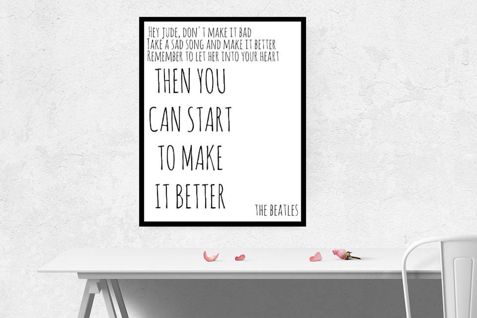 The Beatles Wall Art - the Beatles Song Quote - Hey Jude Print - the ...