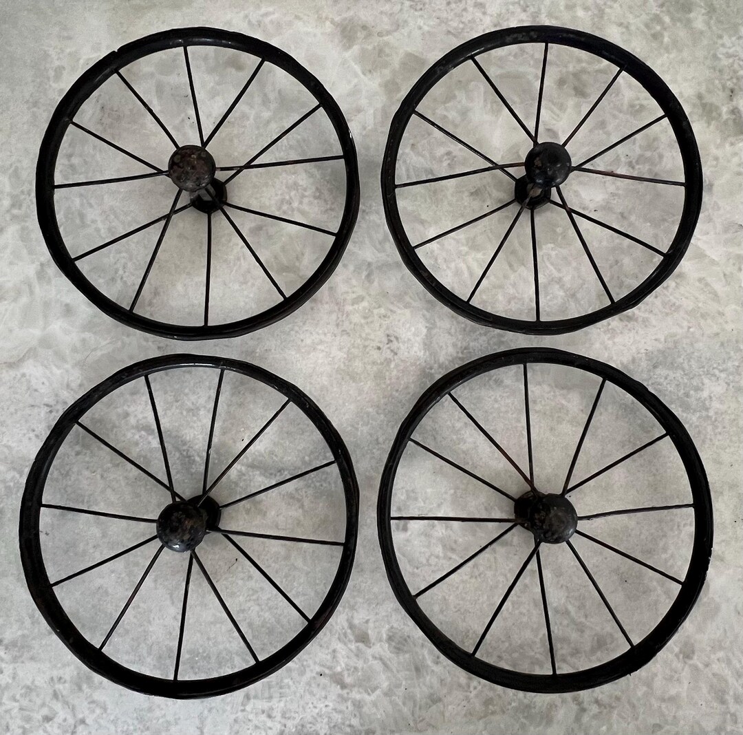 Set of 4 Vintage Baby Carriage Buggy 10” Wheels Metal & Rubber - Etsy