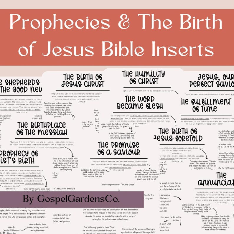 Christmas Bible Journaling Inserts | Prophecies of Christ & His Birth ...