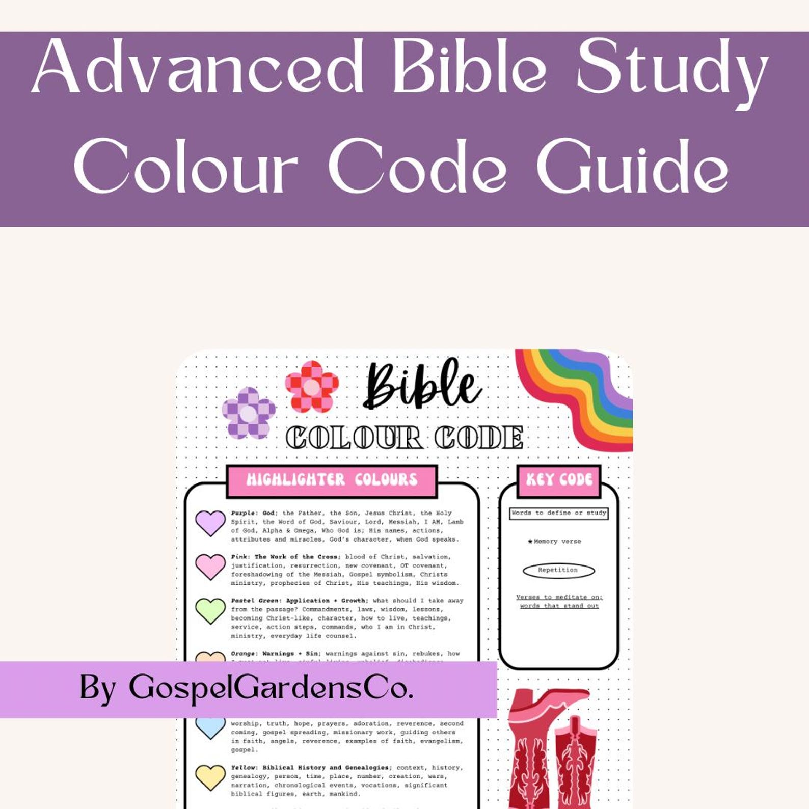 Advanced Bible Colour Code Guide | Bible Study Tool | Digital Download ...