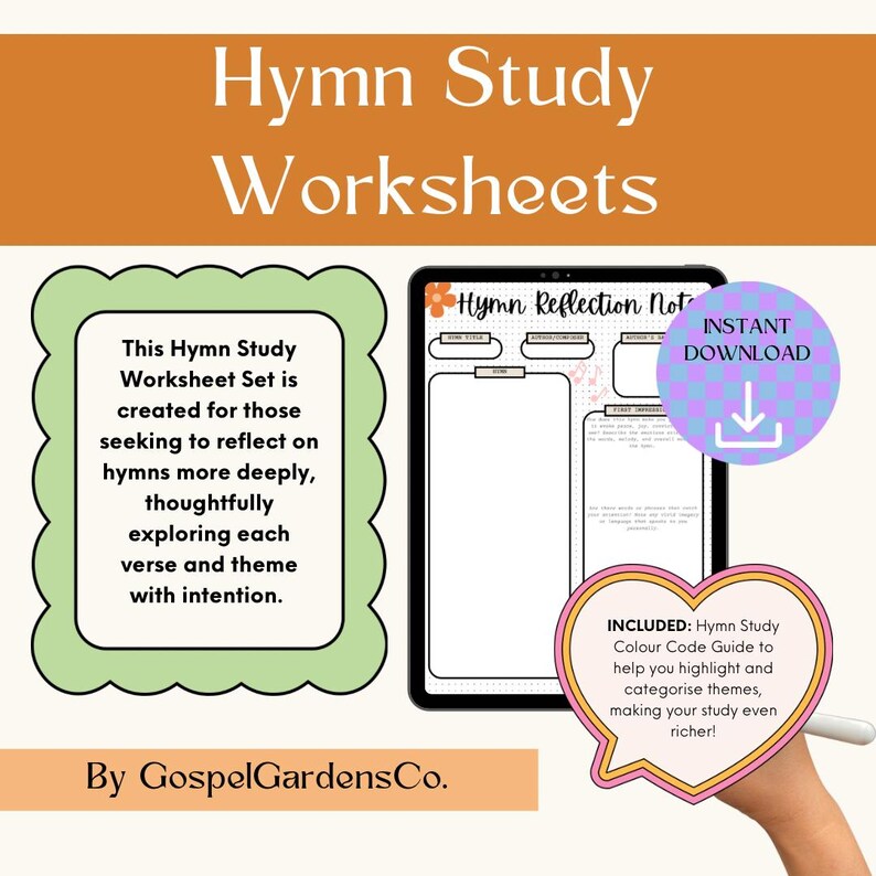 Hymn Study Worksheets + Free Colour Code Guide | Dive Deeper Into Your ...