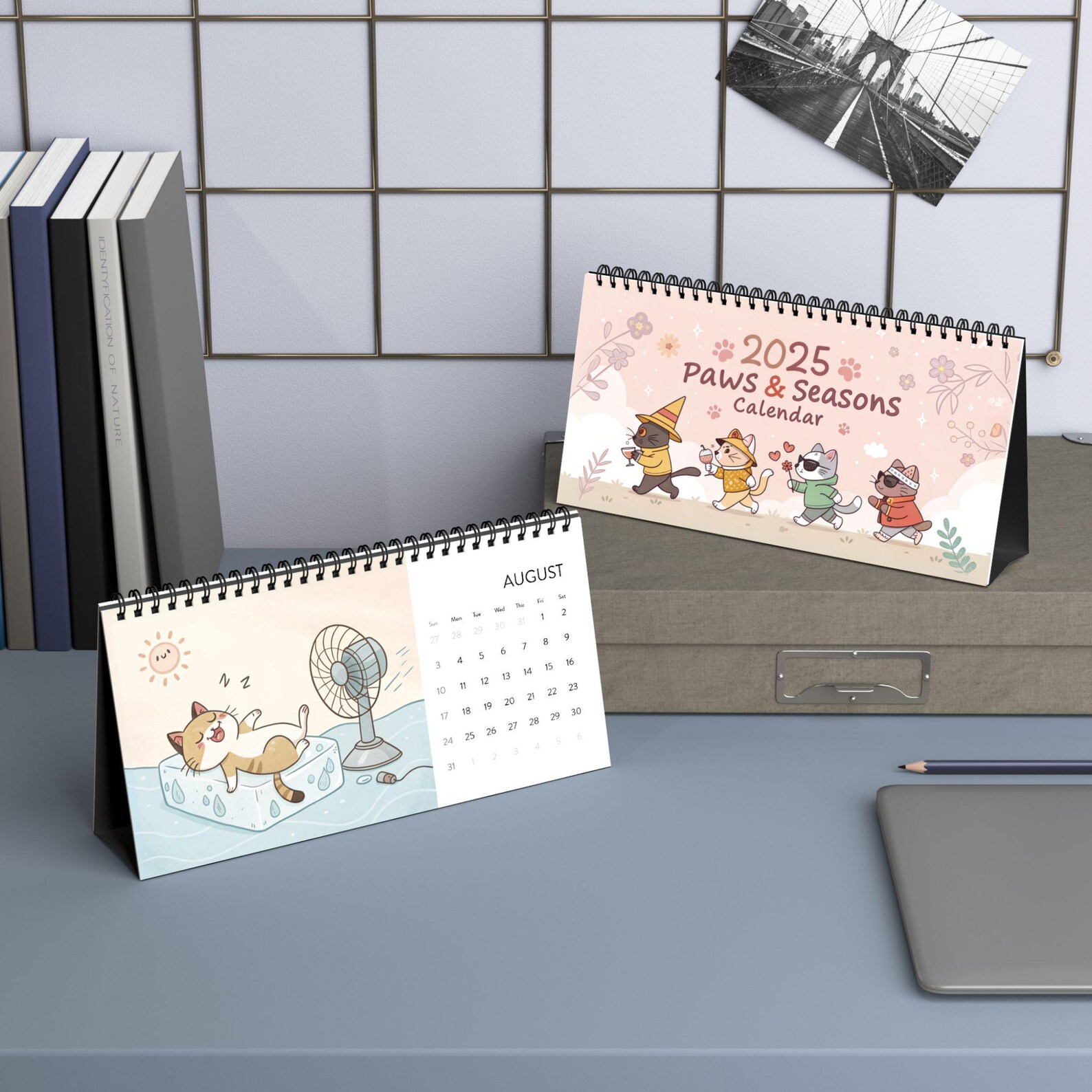 Cute Cat Desktop Calendar 2025 | 2025 Paws & Seasons Calendar, Pet ...