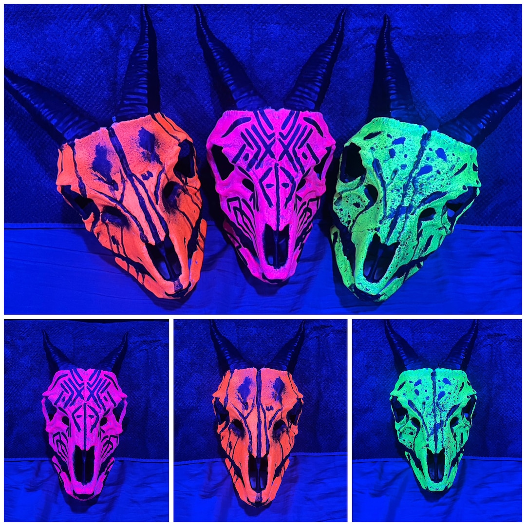 Neon Goat Skull/rave Mask - Etsy