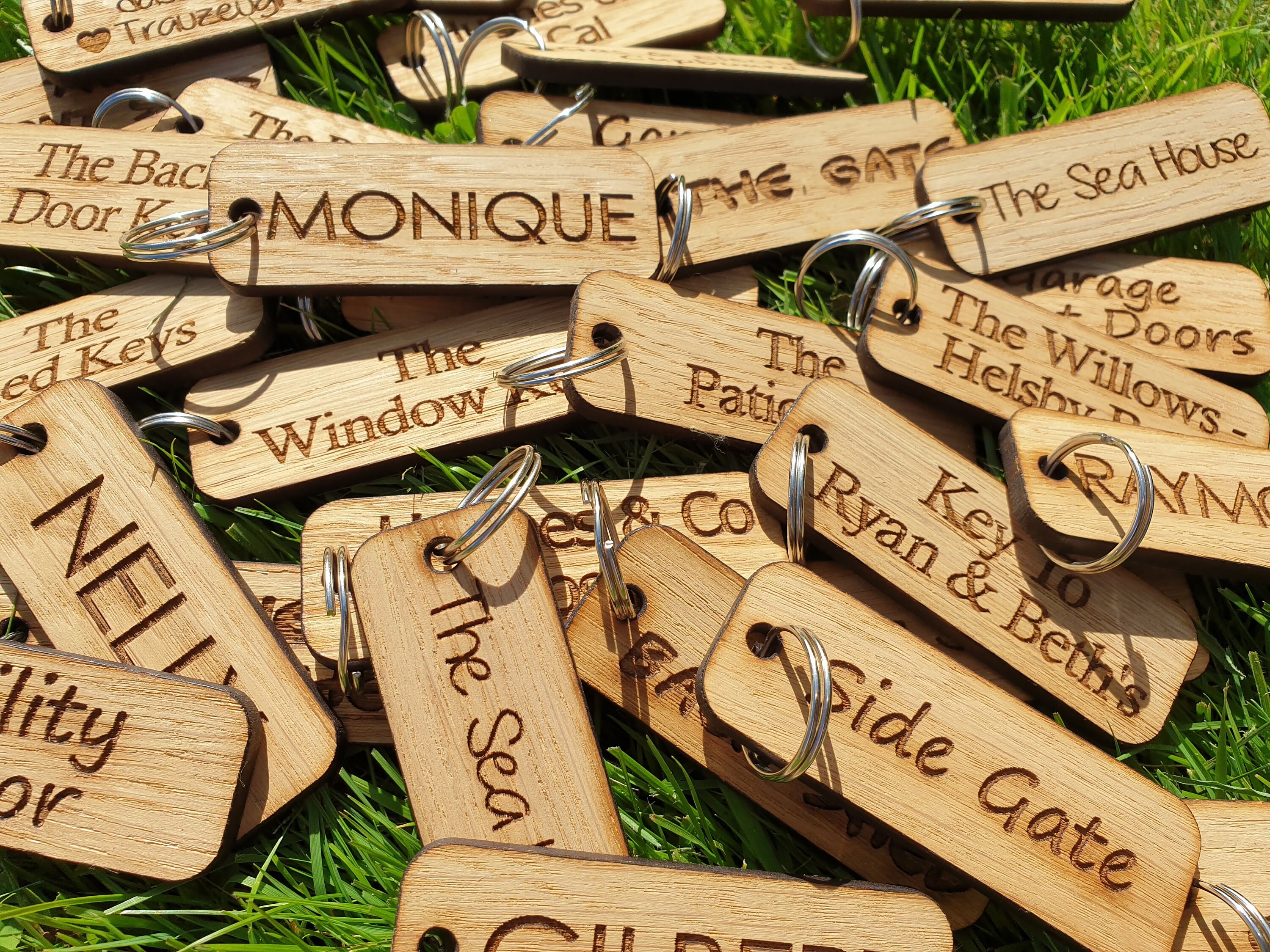 KEY RING TAG Label Wooden Oak Engraved Gift Keychain Fob Etsy