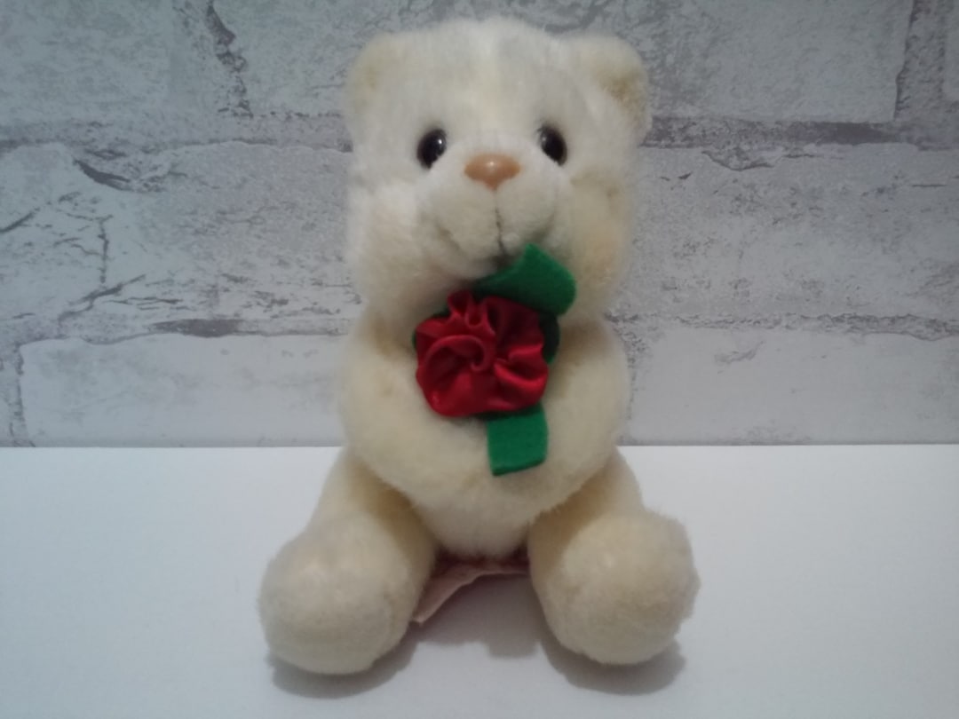RUSS Berrie & Co Baby Rosebud Adorable Teddy Bear With Rose Plush 1990s ...