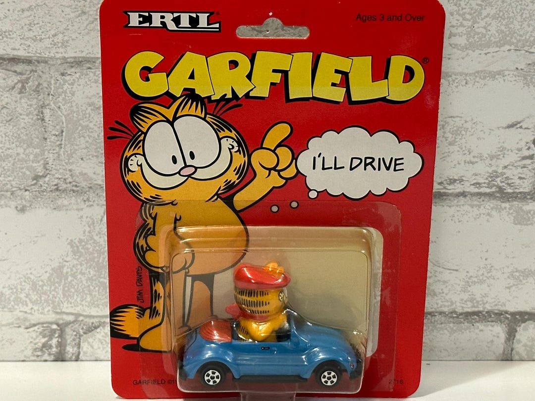 Garfield ERTL Diecast Blue Hot Rod 1990 Original Fat Cat Kitten Cartoon ...