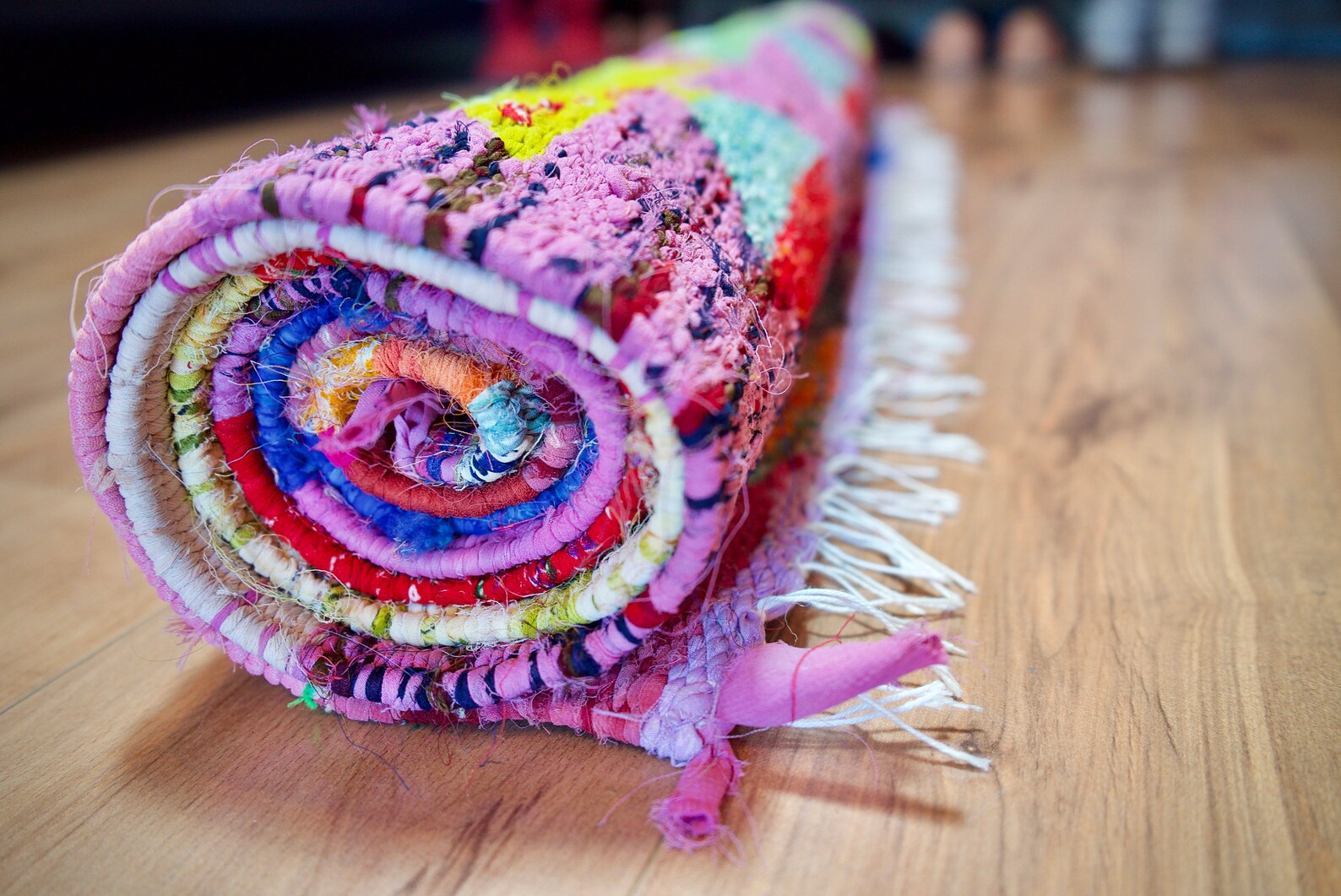 Chindi Rug: Orange and Pink Geometric Design - Etsy