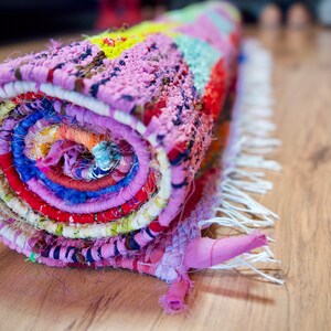 Chindi Rug: Orange and Pink Geometric Design - Etsy