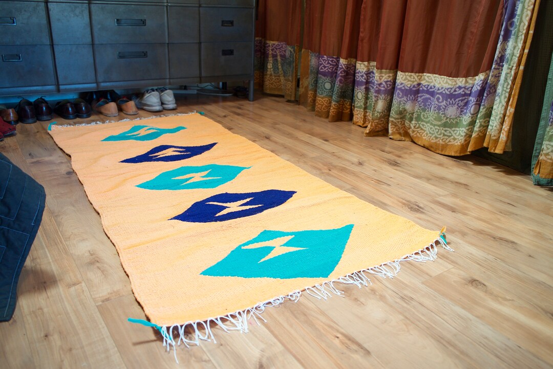 Chindi Rug: Blue and Peach - Etsy