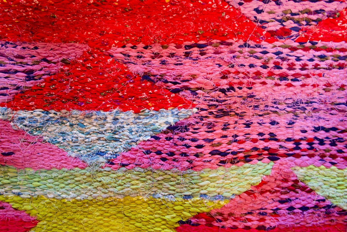 Chindi Rug: Orange and Pink Geometric Design - Etsy