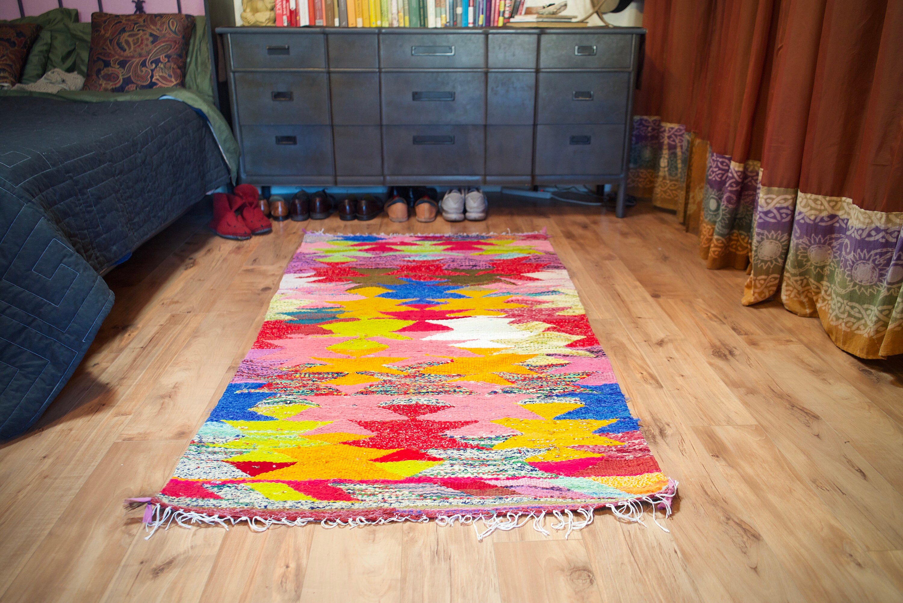 Chindi Rug: Orange and Pink Geometric Design - Etsy