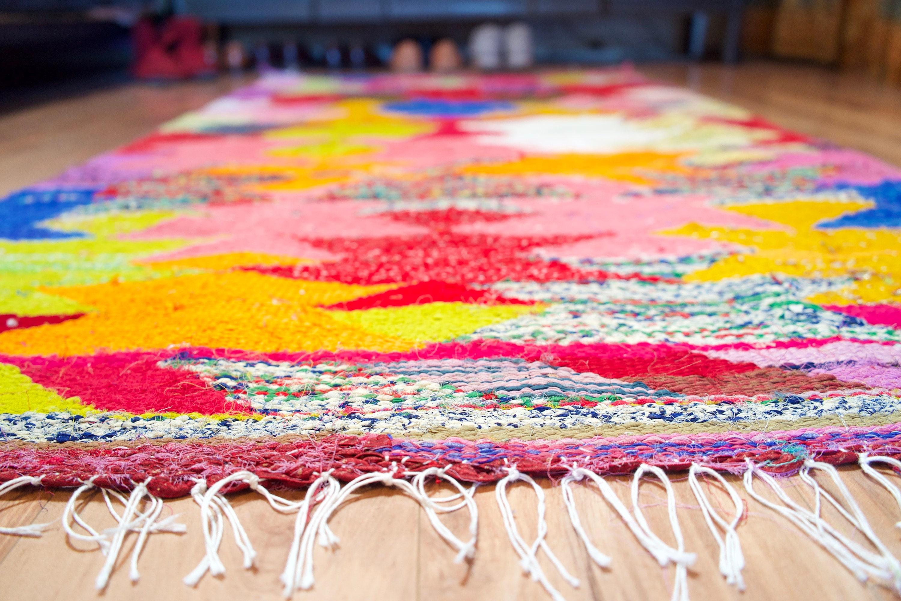 Chindi Rug: Orange and Pink Geometric Design - Etsy