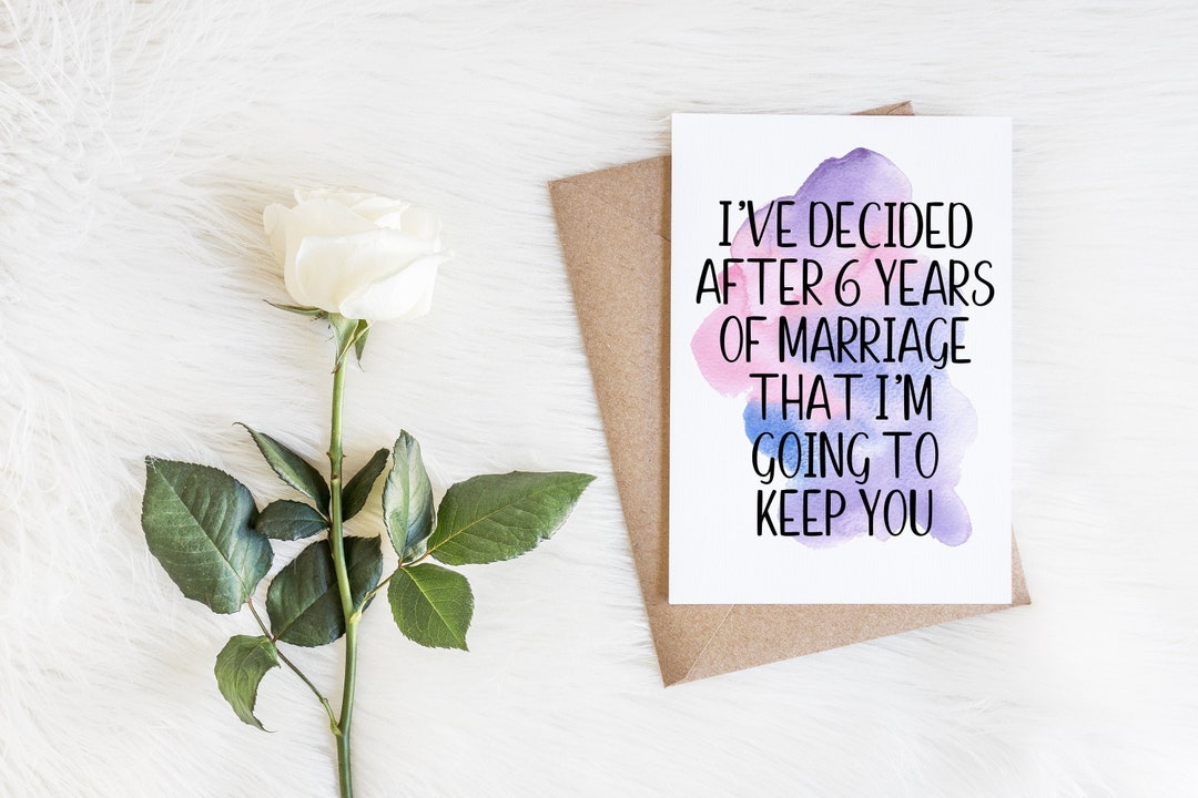6th Anniversary Card | Six Year Anniversary for Wife, Husband ...
