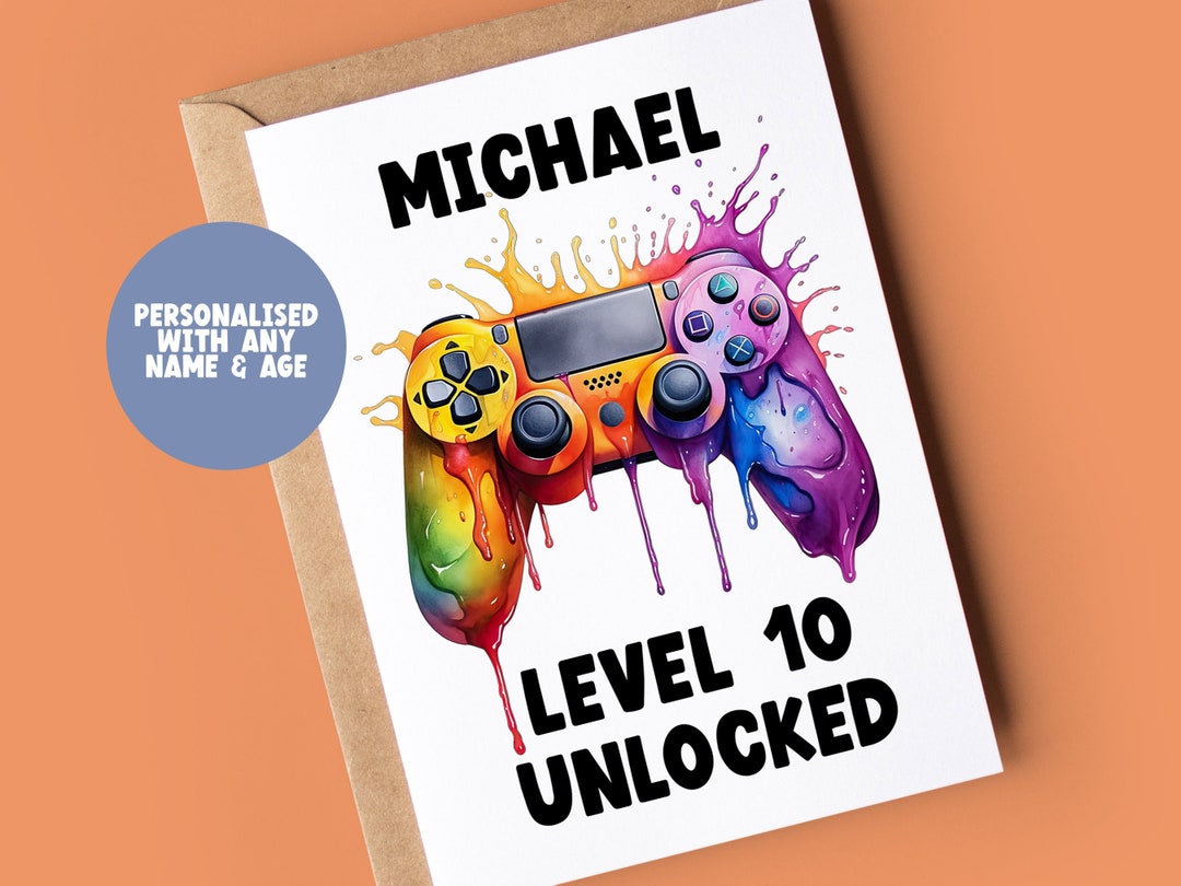 Personalised Gaming Birthday Card - ANY AGE, Any Name. - Etsy