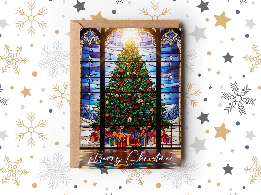 Christmas Card: Stained Glass Windows Christmas Tree - Etsy