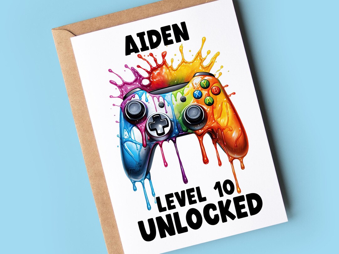 Level 10 Unlocked Birthday Card: Personalized Gaming Theme - Etsy