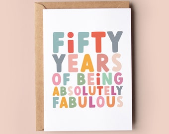 Funny 50th Birthday Card 50 and Totally Fing Fabulous Printed on ...