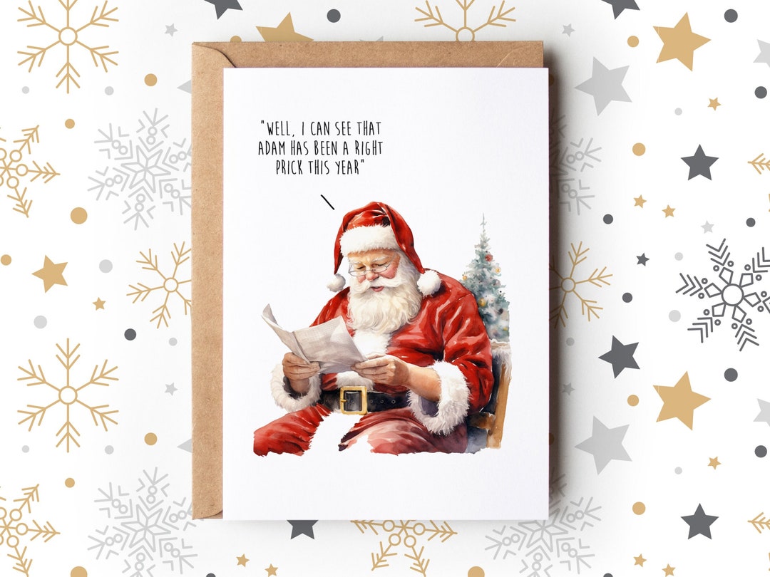 Funny Rude Christmas Card: Personalised Santa Card - Etsy