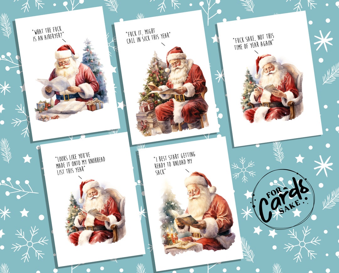 Funny Santa Christmas Card Pack: Humorous Holiday Cards - Etsy