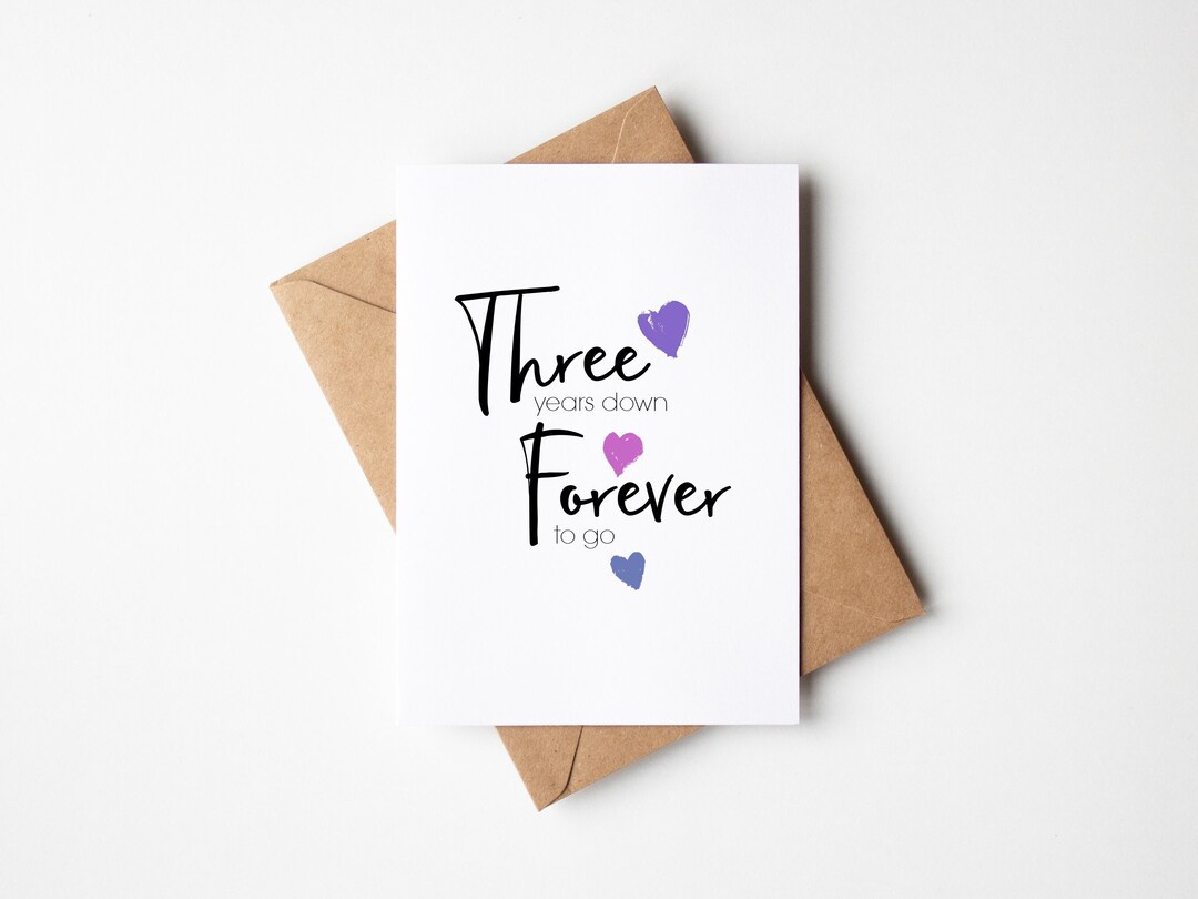 3rd Anniversary Card Third Anniversary Three Year Anniversary Three ...