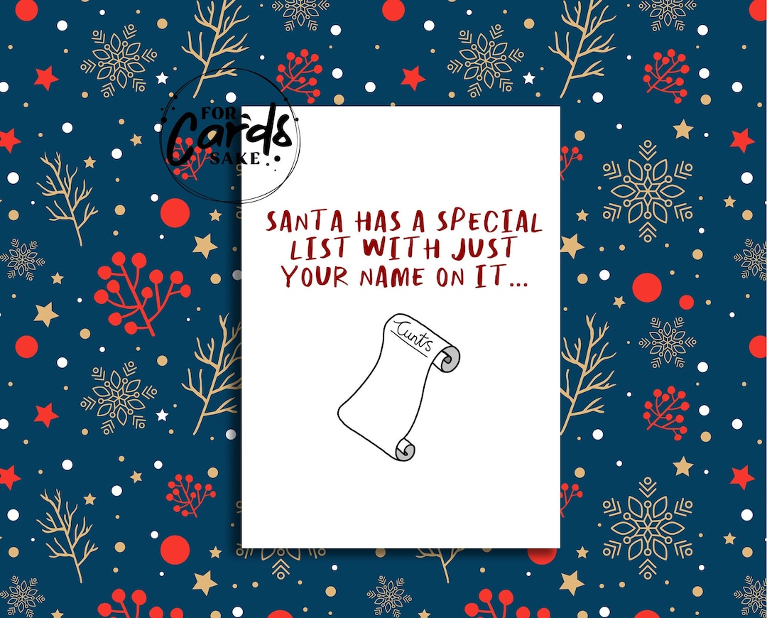 Funny Rude Christmas Card Adult Christmas Card Santa's Special List - Etsy