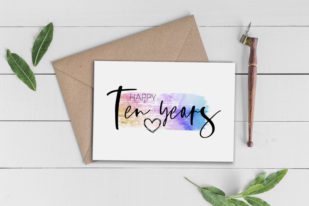 10th Anniversary Card: Happy Ten Years - Etsy