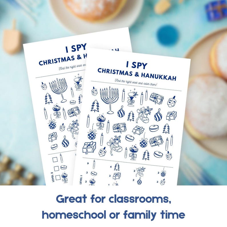 I Spy Chrismukkah Worksheets – Hanukkah Christmas Kids Activity, Seek ...