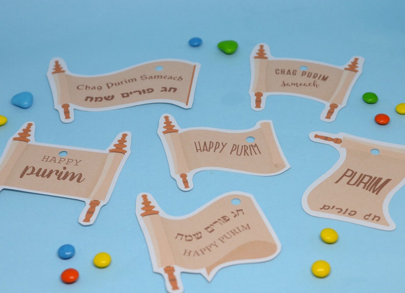 Purim Megillah Tags Printable Purim Greeting Card Purim Box - Etsy
