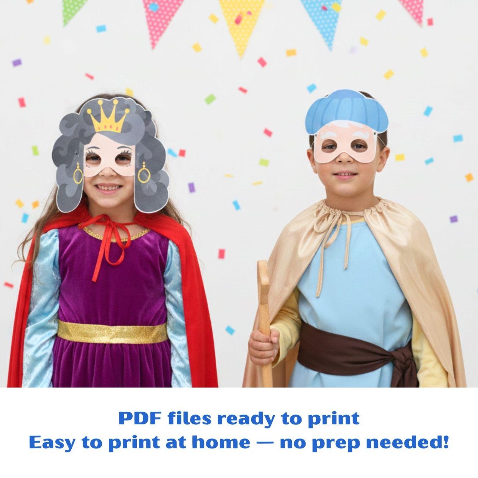 Purim Masks Bundle: Printable Costume Masks, Kids & Adults (digital ...