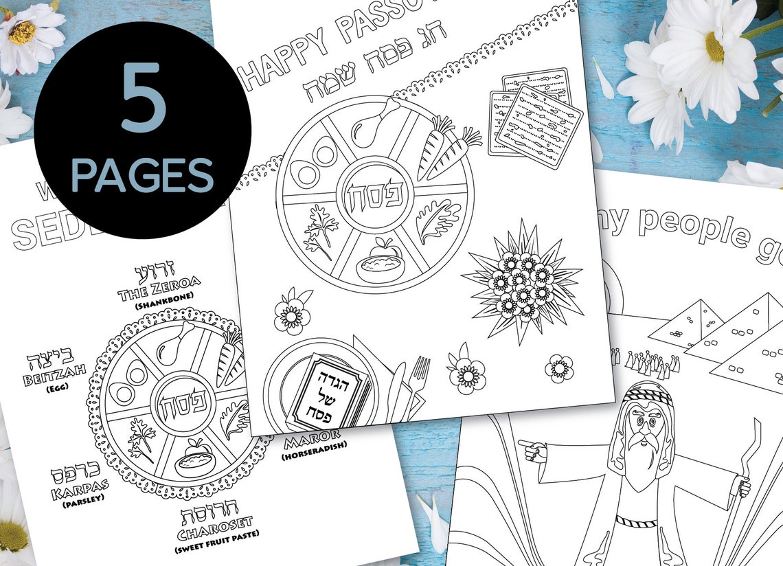 Passover Coloring Pages-passover Arts and Crafts Gift-jewish - Etsy