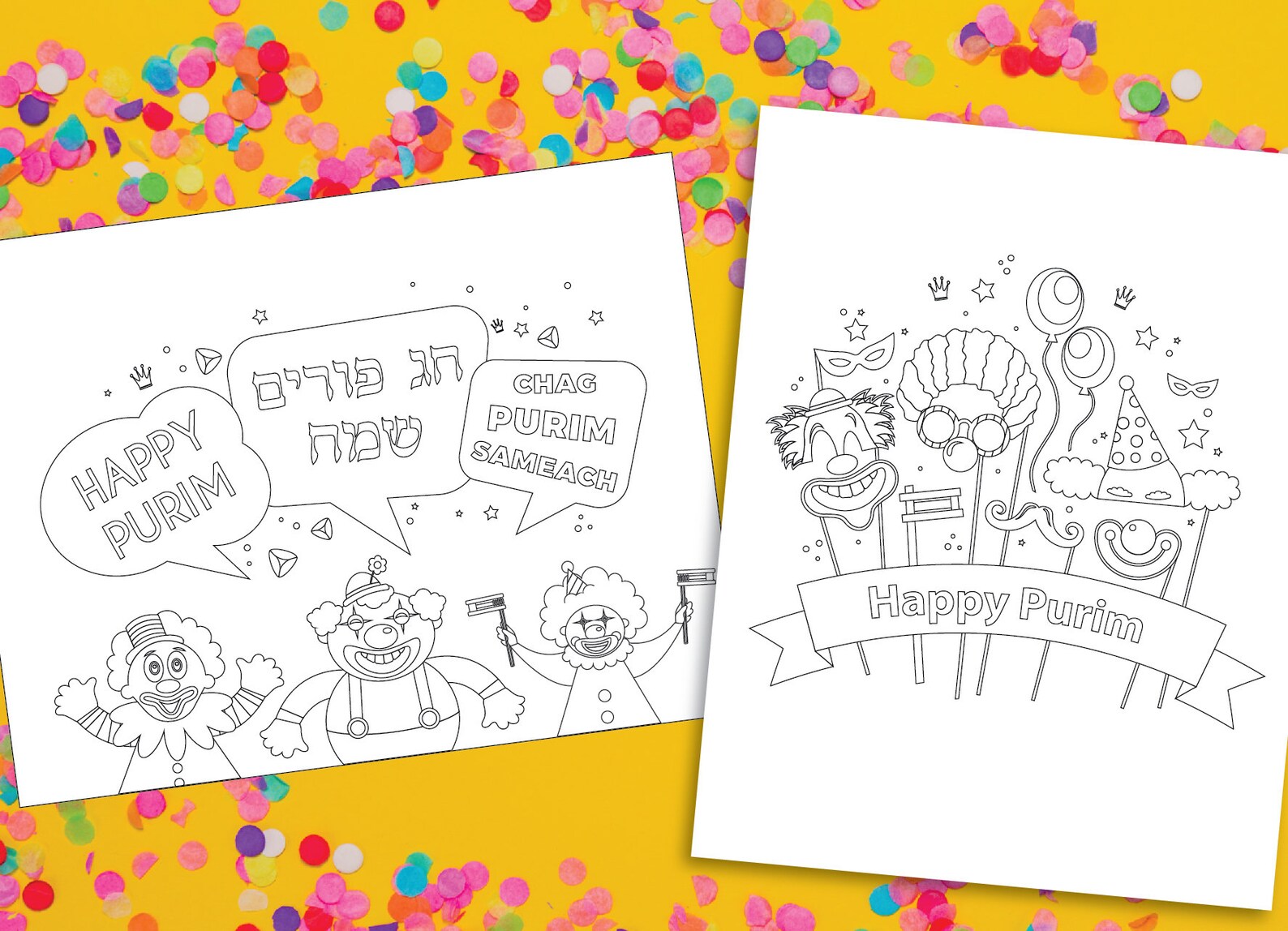 Purim Coloring Pages -purim- Jewish Holiday Kids Activitiy - Jewish Art ...