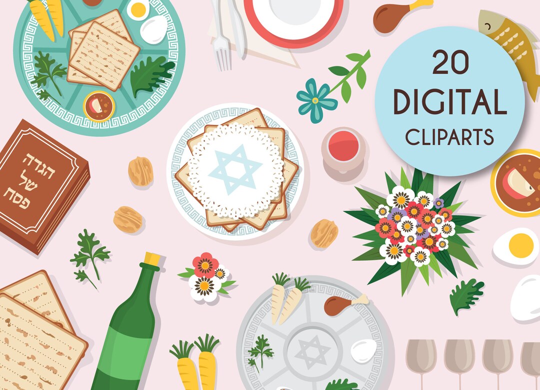 Passover Clipart-20 Passover Icons -decorated Passover Seder Plate ...