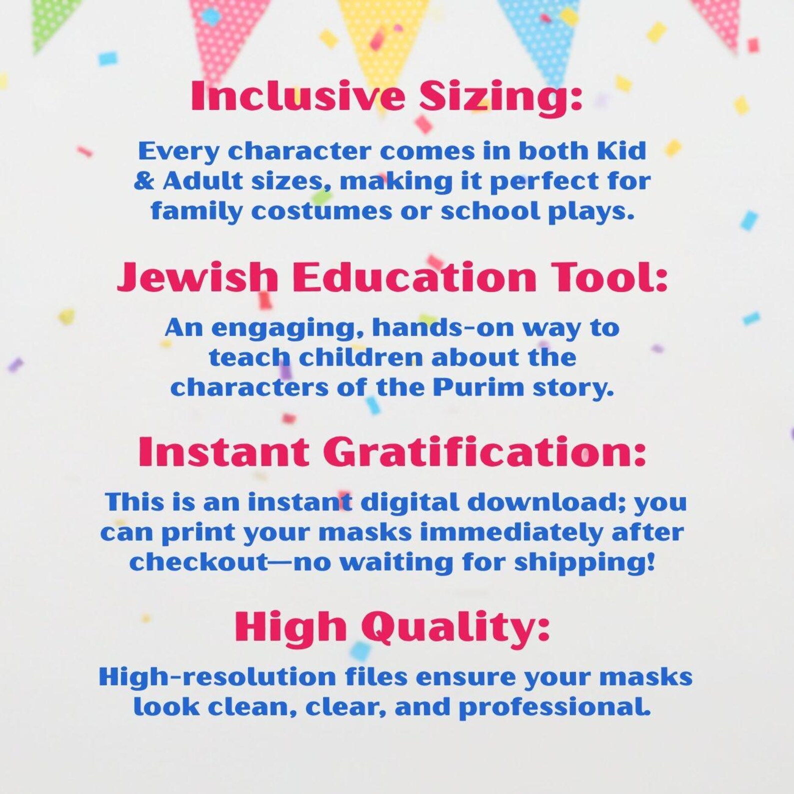 Purim Masks Bundle: Printable Costume Masks, Kids & Adults (digital ...