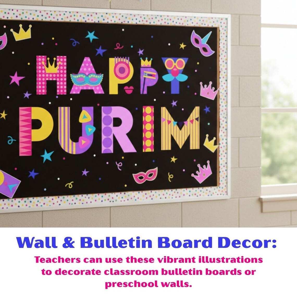 Purim Clipart Set. 20 PNG Digital "happy Purim" Letters in Two Styles ...