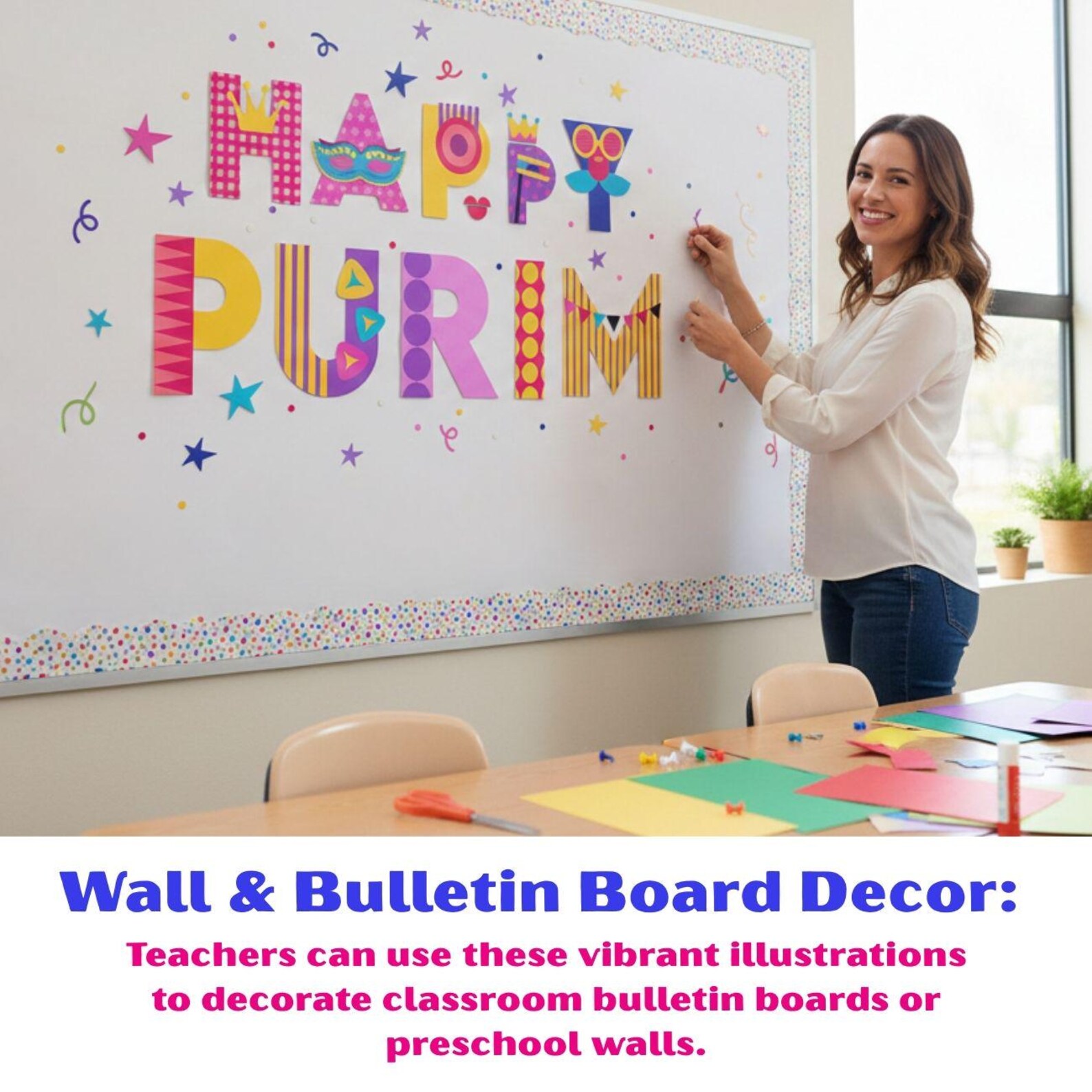 Purim Clipart Set. 20 PNG Digital "happy Purim" Letters in Two Styles ...