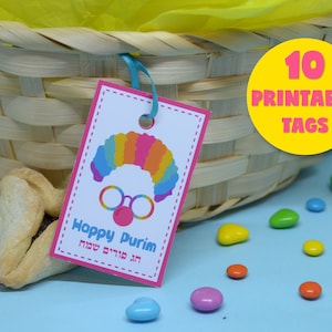 Purim Tags,purim Stickers, Printable Purim Greeting Card, Purim Basket ...