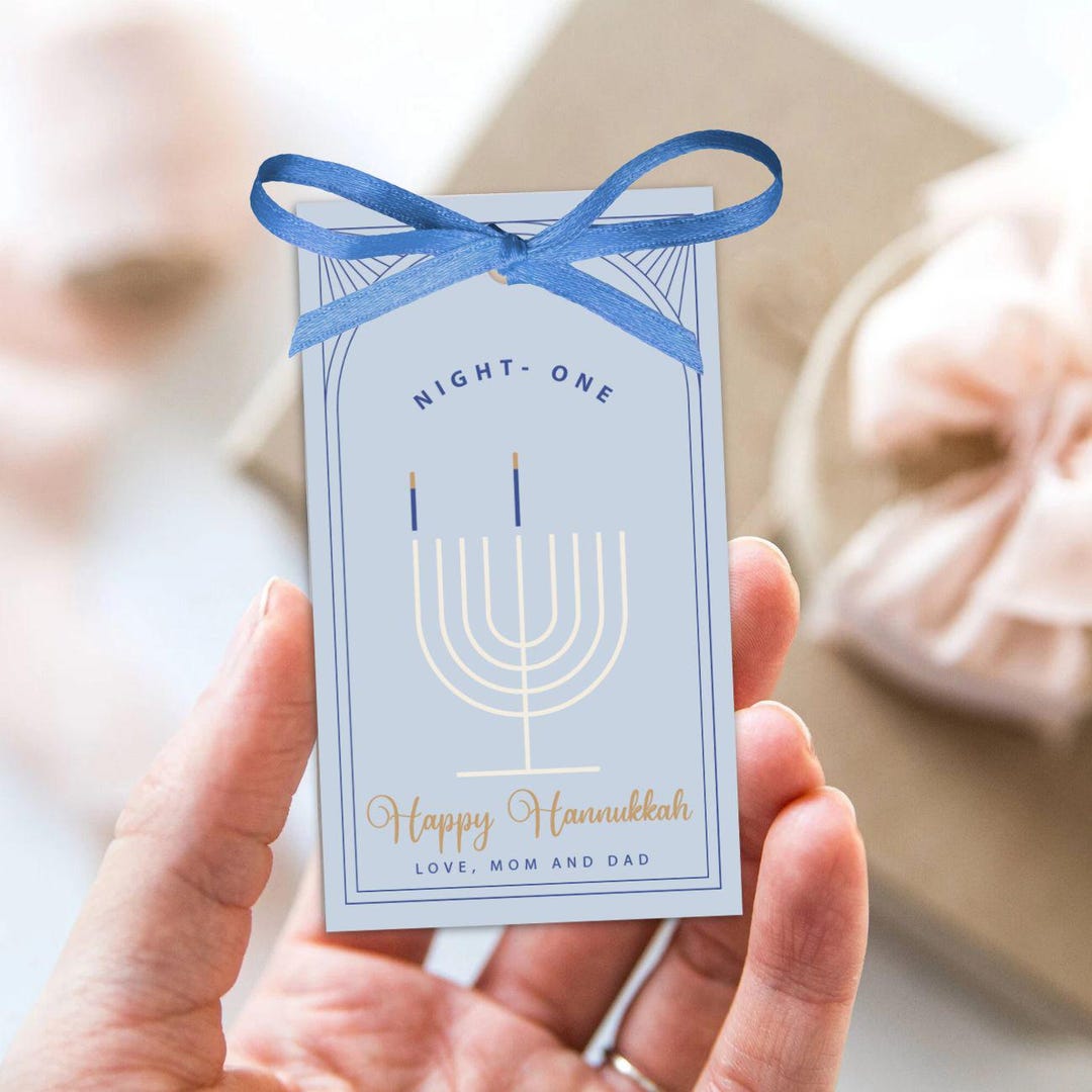 Hanukkah Printable Gift Tags. Personalized Present for Eight Nights of ...