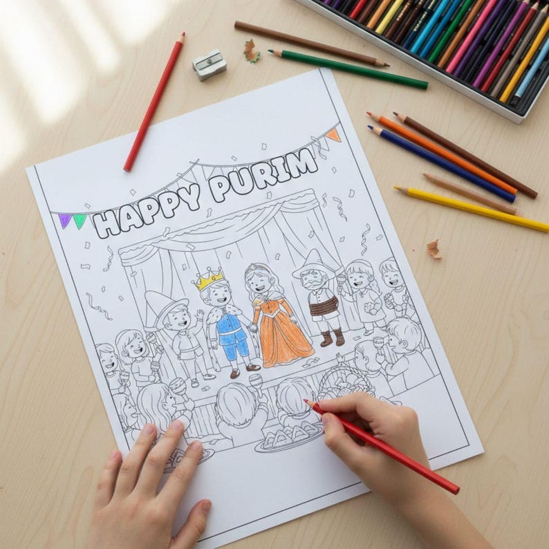 Purim Coloring Pages Printable Set – 8 Jewish Holiday Sheets for Kids ...