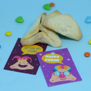 Purim Stickers, Hamantaschen Characters Tags, Printable Purim Greeting ...