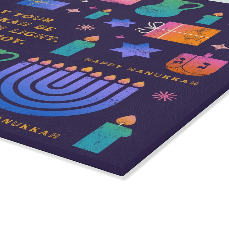 Personalized Hanukkah Menorah Drip Tray, Tempered Glass Cutting Board ...