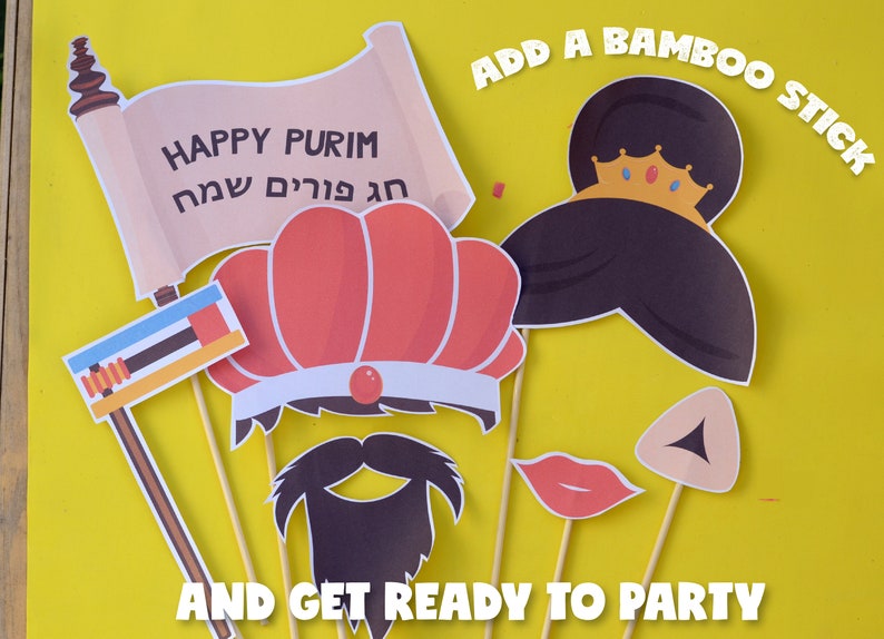 Purim Props, Printable PDF Toy, Purim DIY, Purim Carnival, Esther ...
