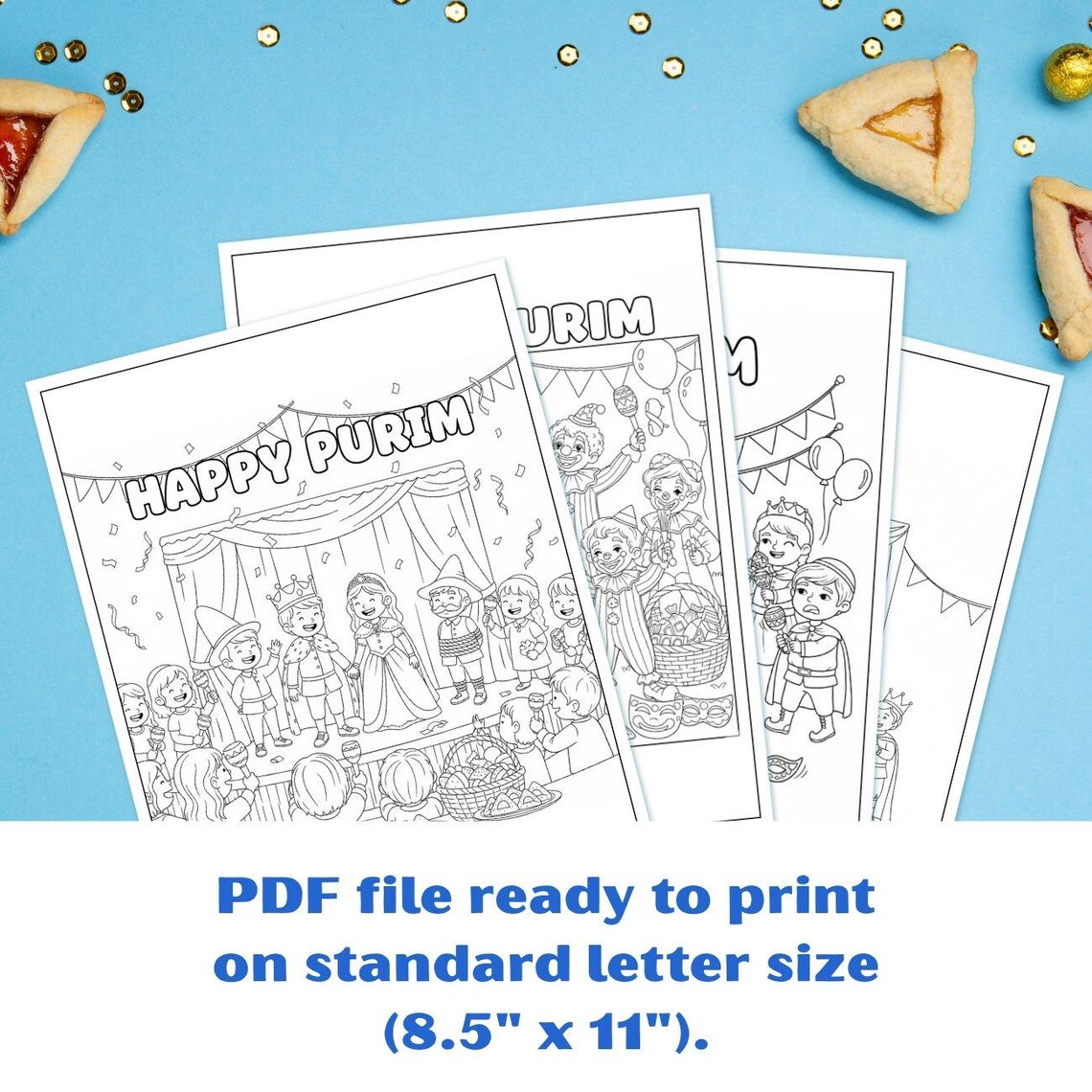 Purim Coloring Pages Printable Set – 8 Jewish Holiday Sheets for Kids ...