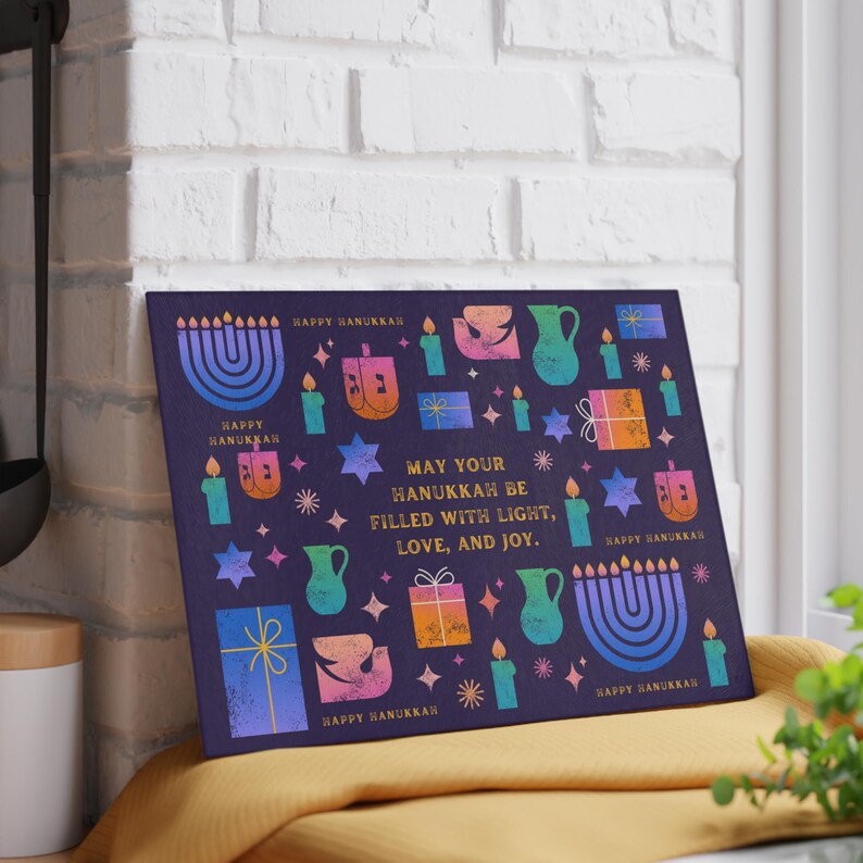 Personalized Hanukkah Menorah Drip Tray, Tempered Glass Cutting Board ...