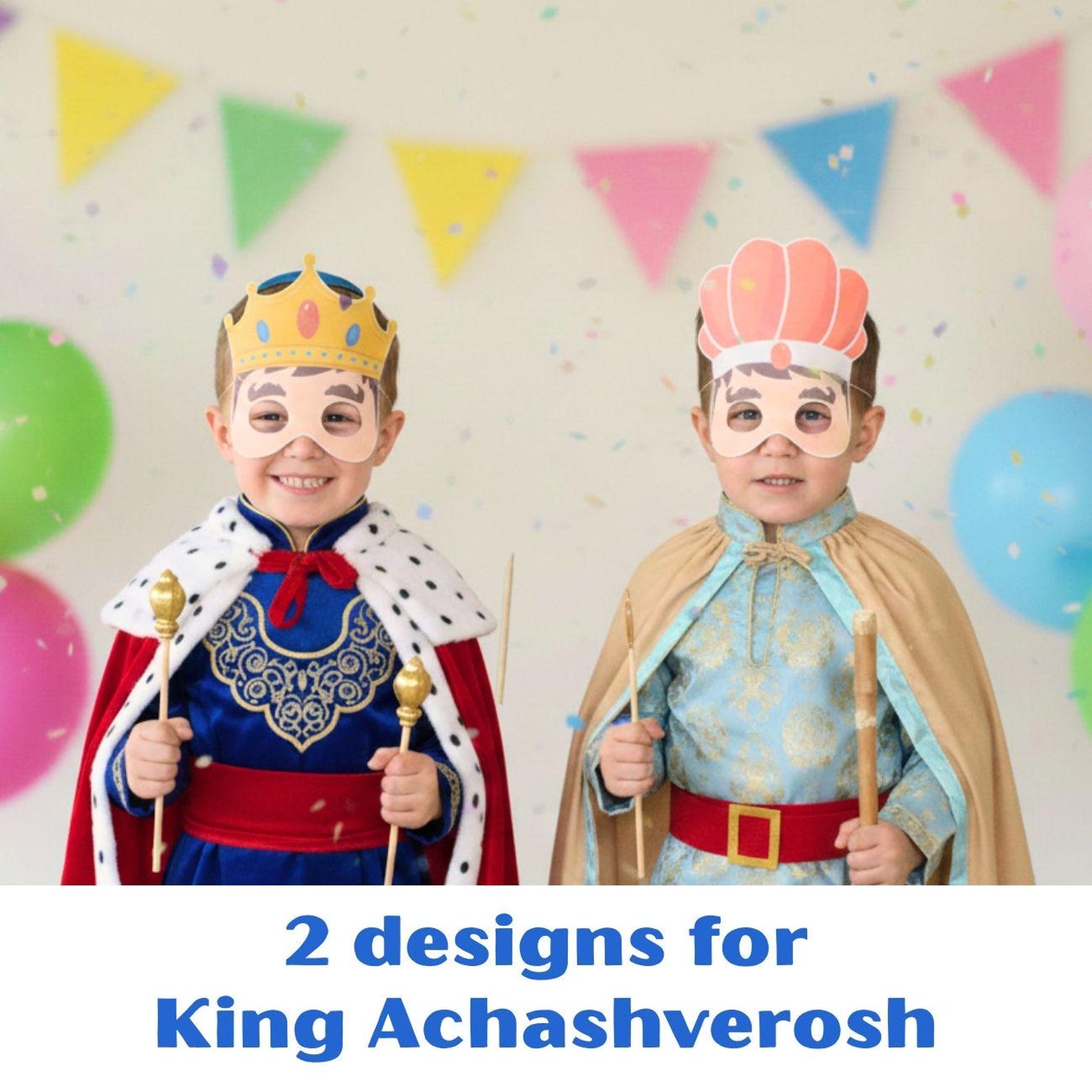 Purim Masks Bundle: Printable Costume Masks, Kids & Adults (digital ...