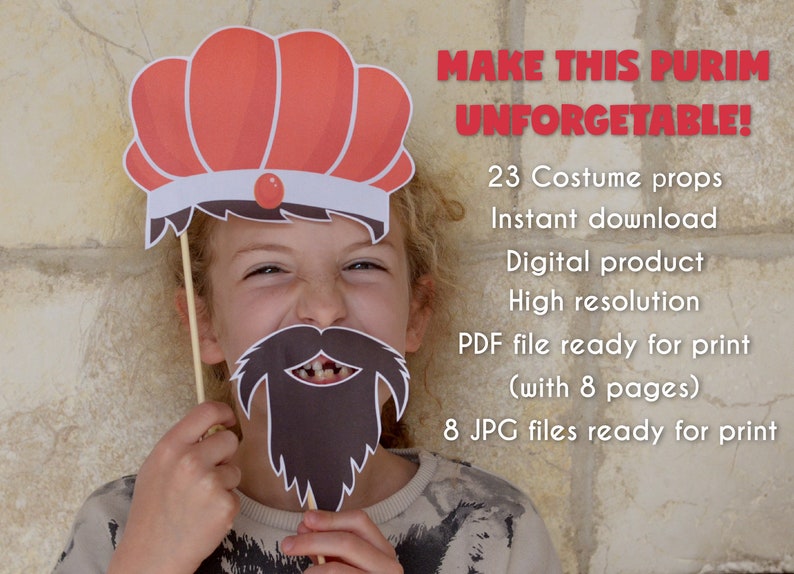 Purim Props, Printable PDF Toy, Purim DIY, Purim Carnival, Esther ...