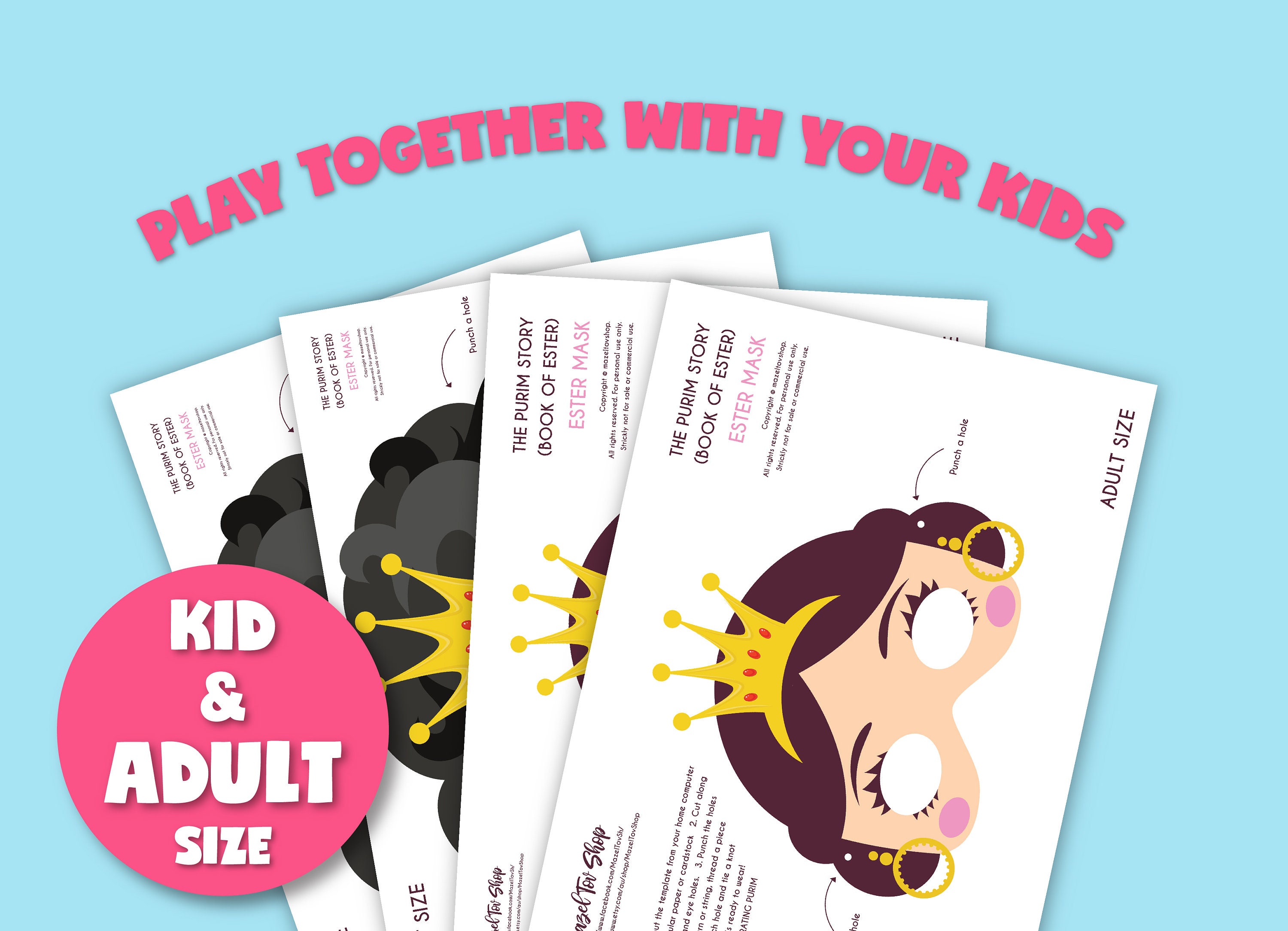 Queen Esther Mask, Purim Costume, Queen Mask, Purim Tradition, Purim ...