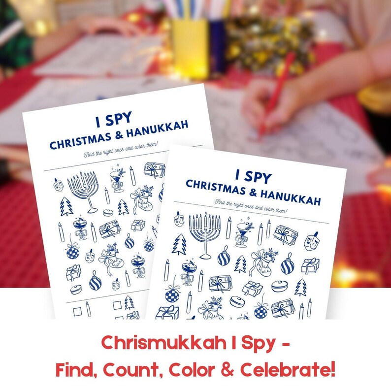 I Spy Chrismukkah Worksheets – Hanukkah Christmas Kids Activity, Seek ...
