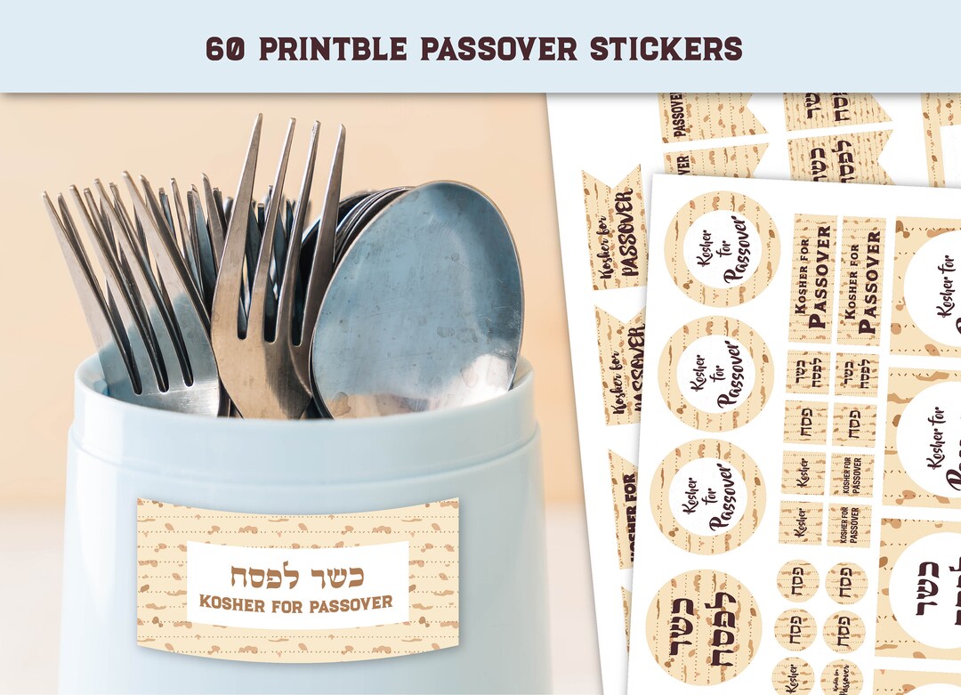 Kosher for Passover Stickers-60 Passover Icons - Printable Stickers for ...